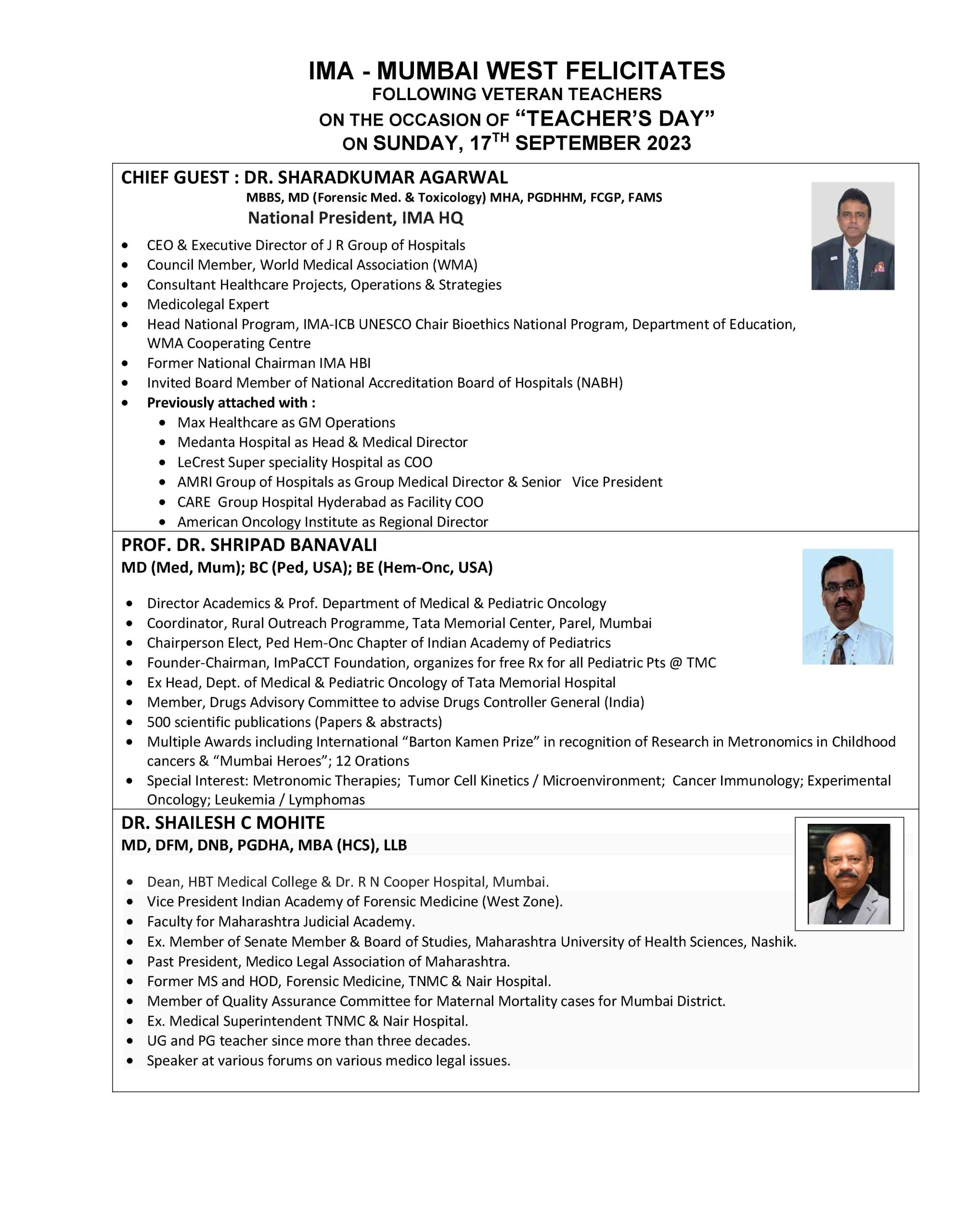 TEACHERS DAY AND SCOLARSHIP DISTRIBUTION | IMA Mumbai West